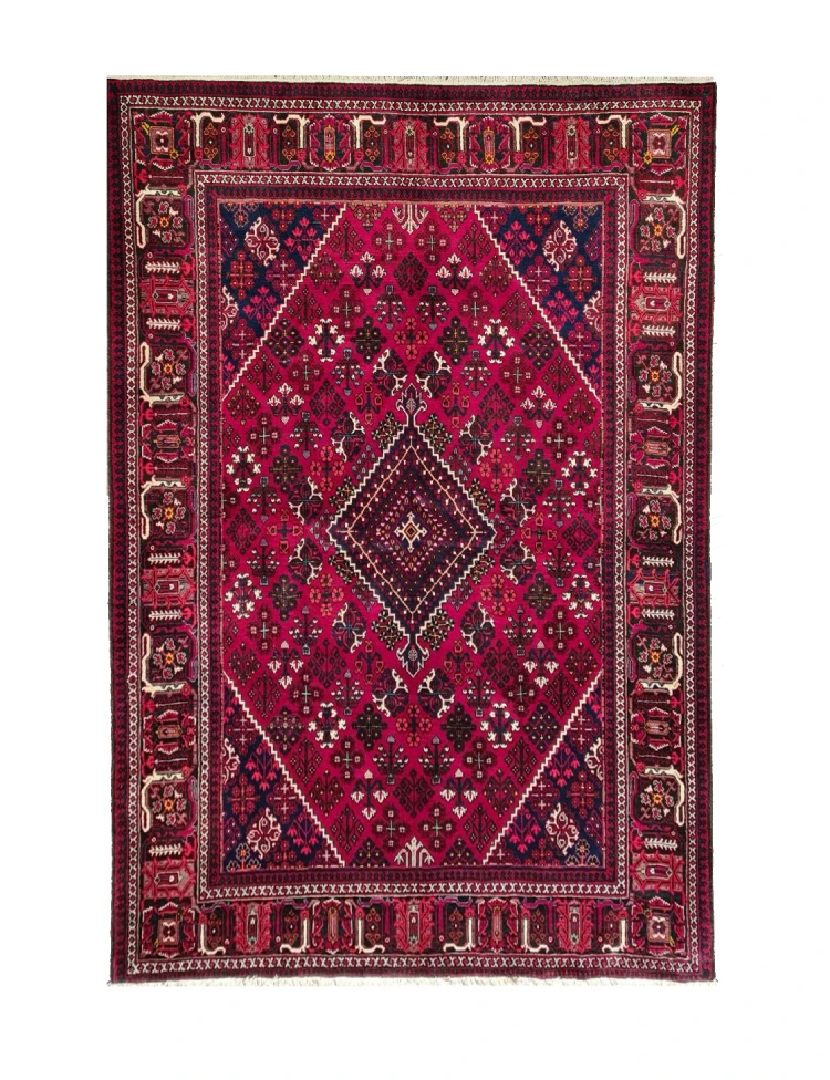 Handmade Pink Red Persian Josheghan Wool Rug - Percarin